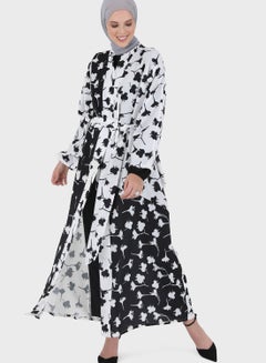 Refka by modanisa Floral Printed Belted Abaya UAE | Dubai, Abu Dhabi