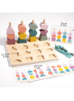 Generic 3 in 1 Wooden Color Sorting Stacking Toys, Montessori Wooden ...