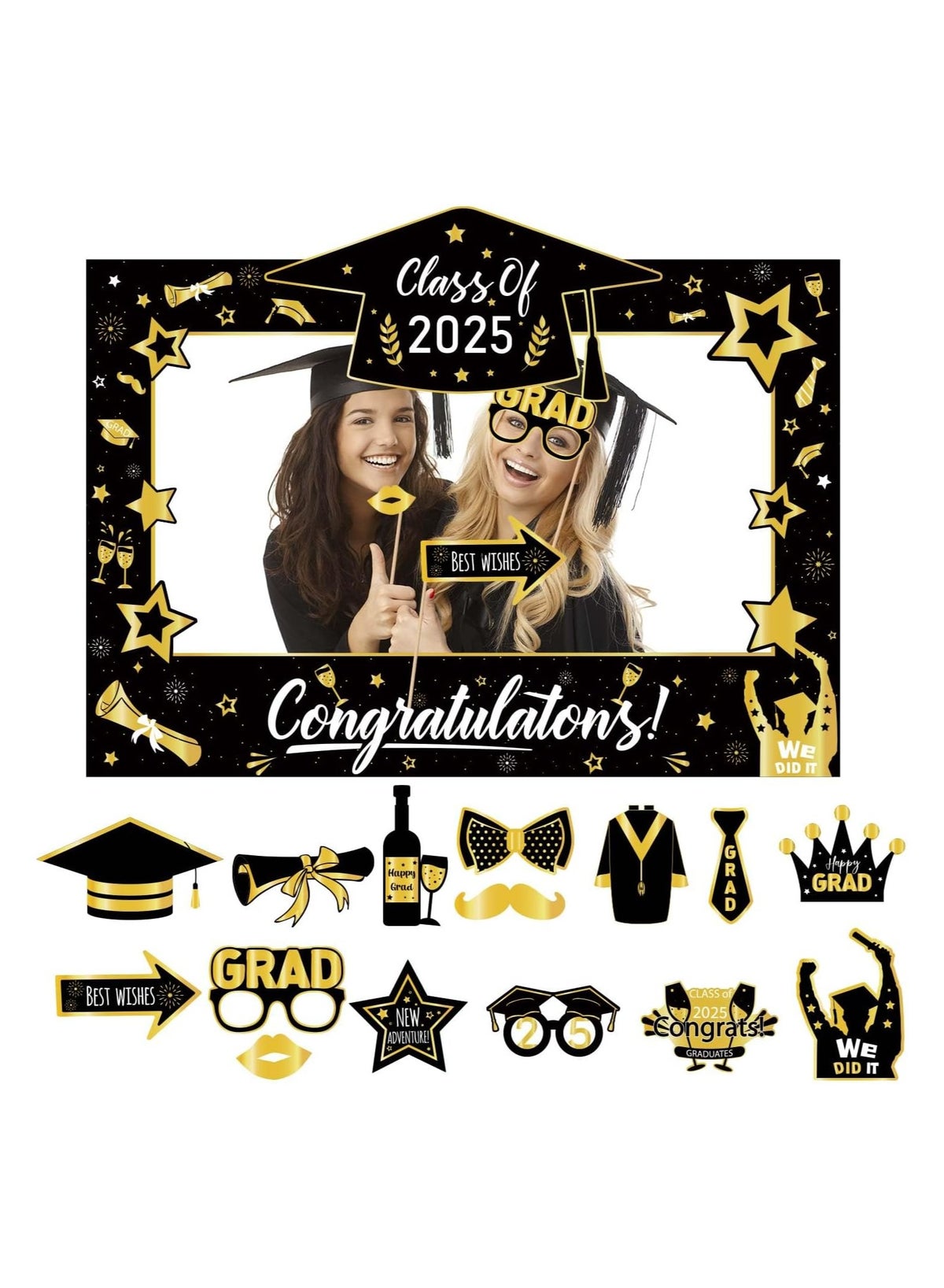 Generic 2025 Graduation Photo Booth Props, Graduation Selfie Photo ...