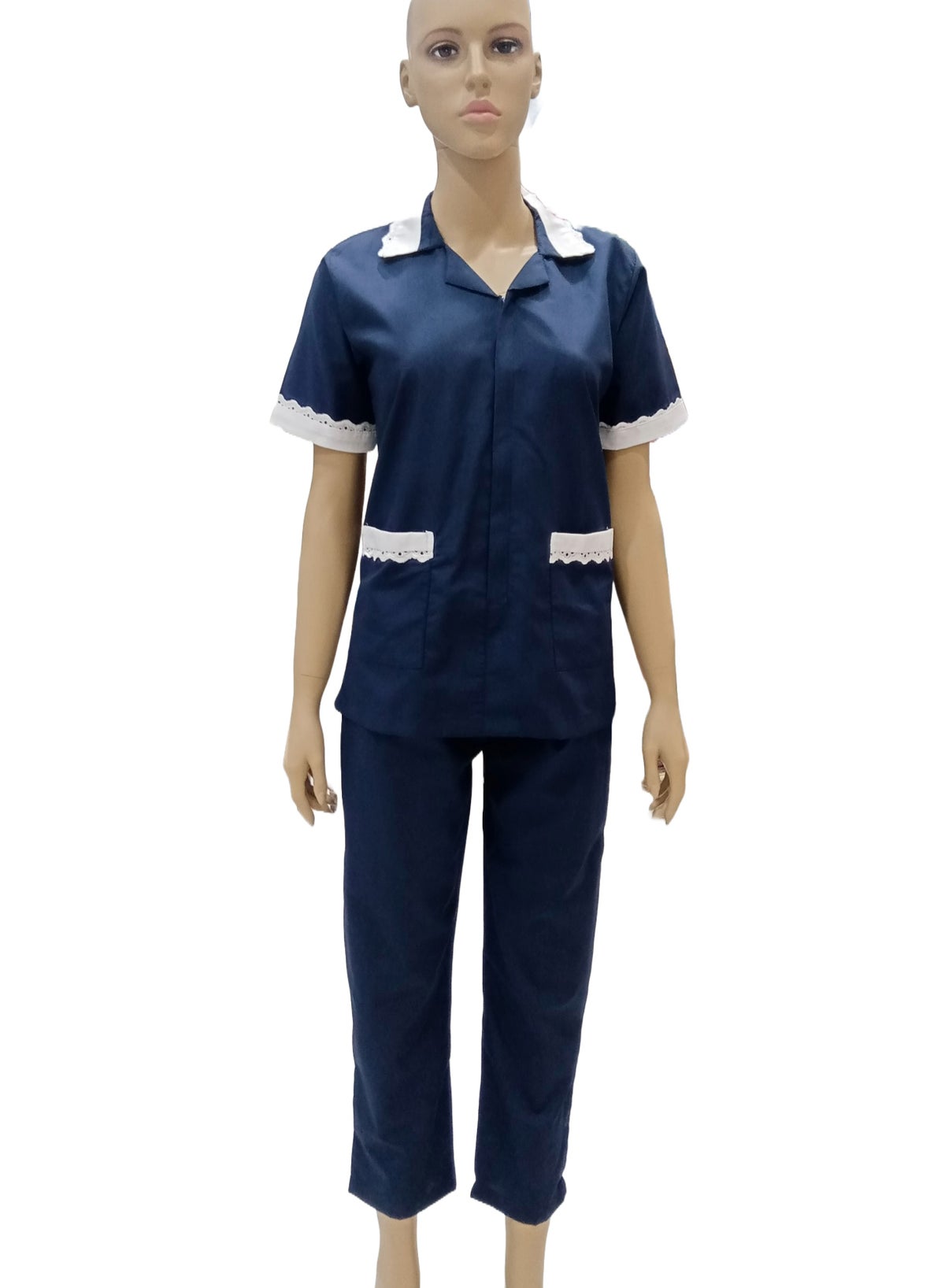 Rannah's Uniform Maid Uniform with Zipper Top and Pants Navy Blue ...