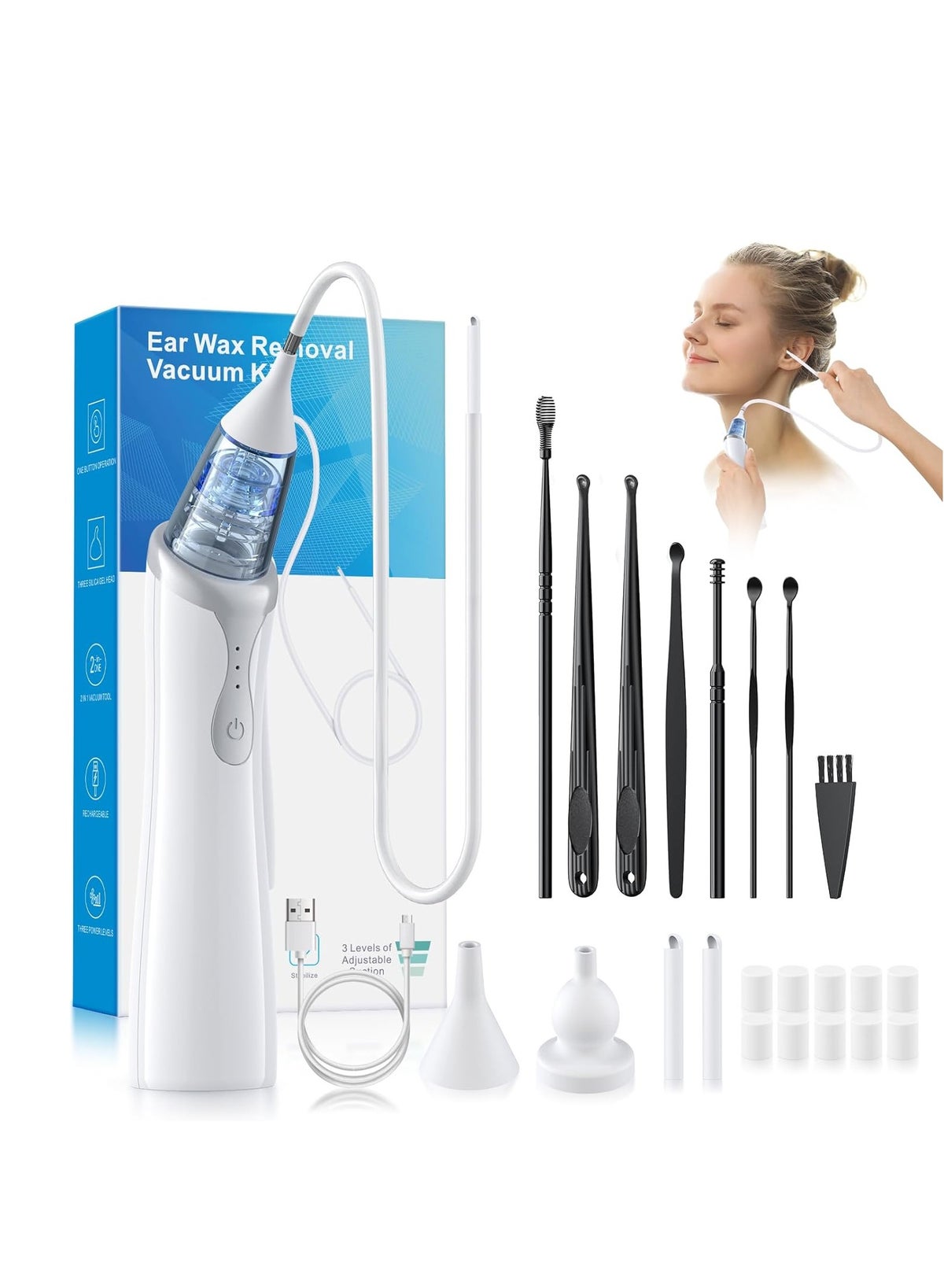 General Ear Vacuum Wax Remover, Ear Wax Removal with 8 Pcs Ear Pick ...