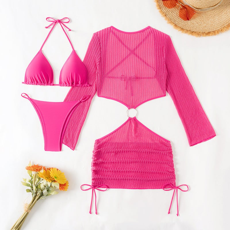 Generic 2024 First Sight New Pure Color Three-Piece Bikini Swimsuit ...