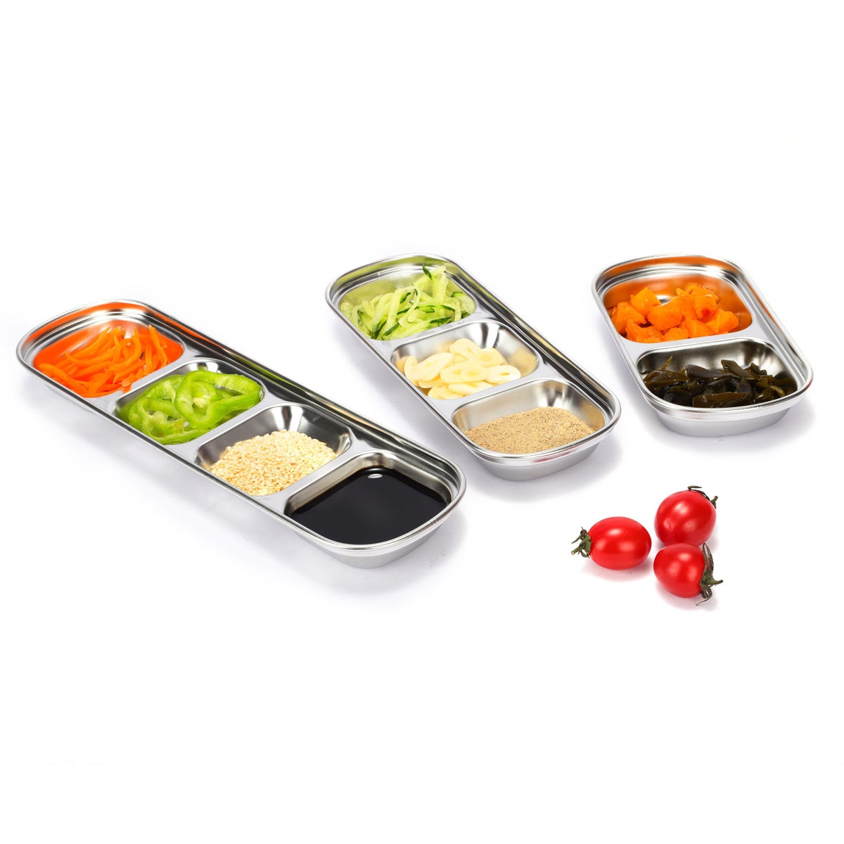 Drizzle drizzle 3PCS Sauce Dish Stainless Steel Soy Tomato Sauce Salt ...