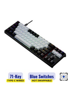 DARK ALIEN Mechanical Keyboard 71 Keys RGB Backlight Detachable Type-C ...