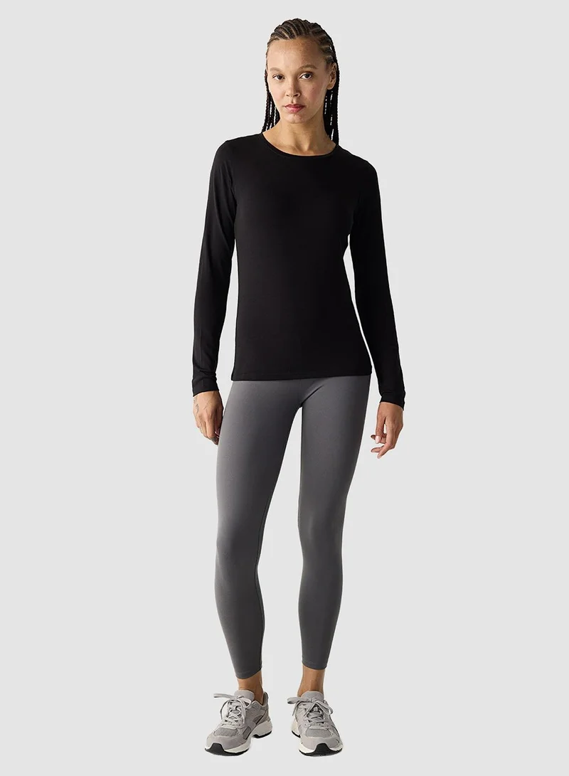 Penti Black Cotton Black Basic Long Sleeve T-Shirt for Women | Best ...