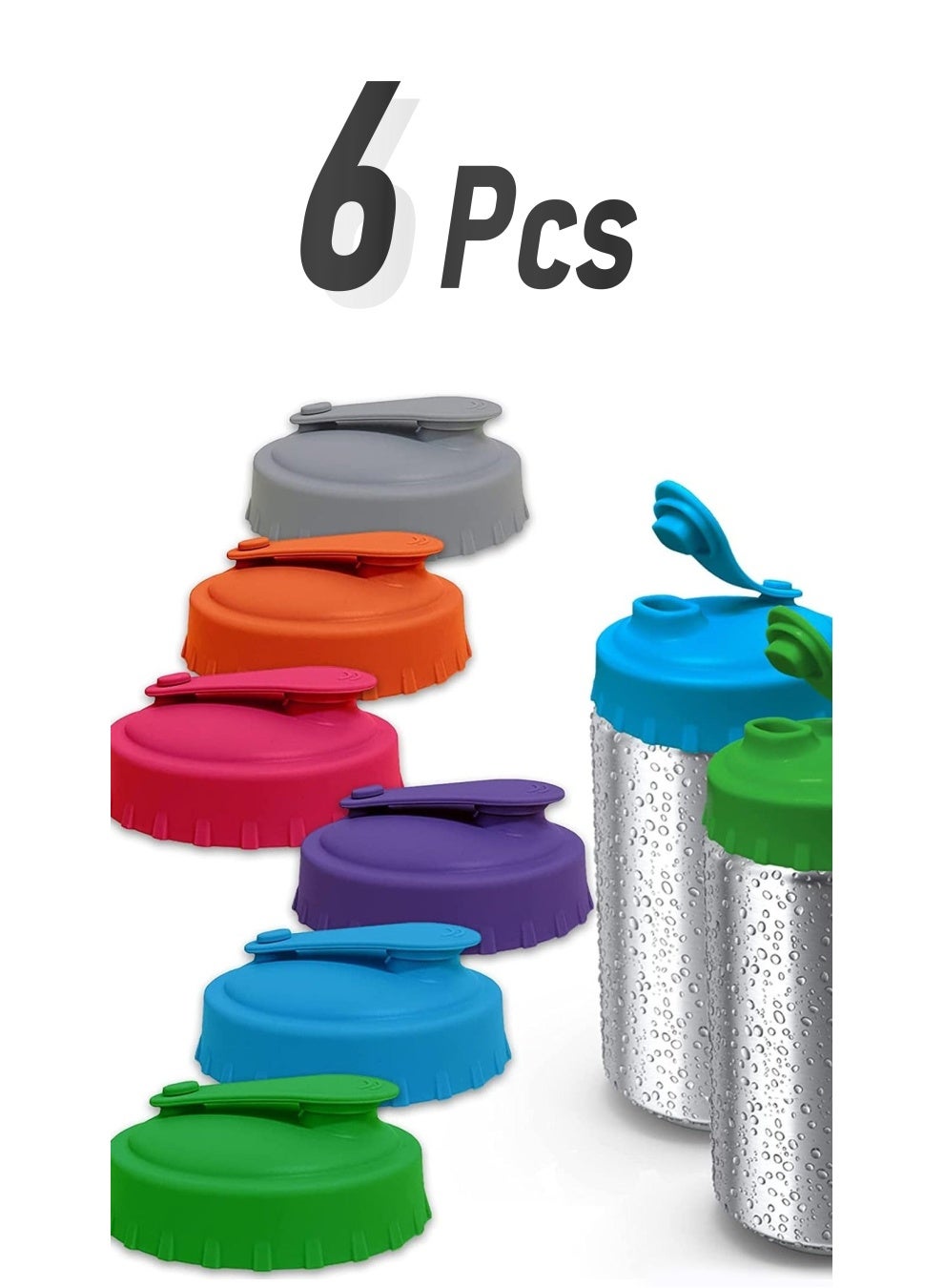 Generic 6-Pack Reusable Silicone Soda Can Lids, Spill-Proof Can Covers ...