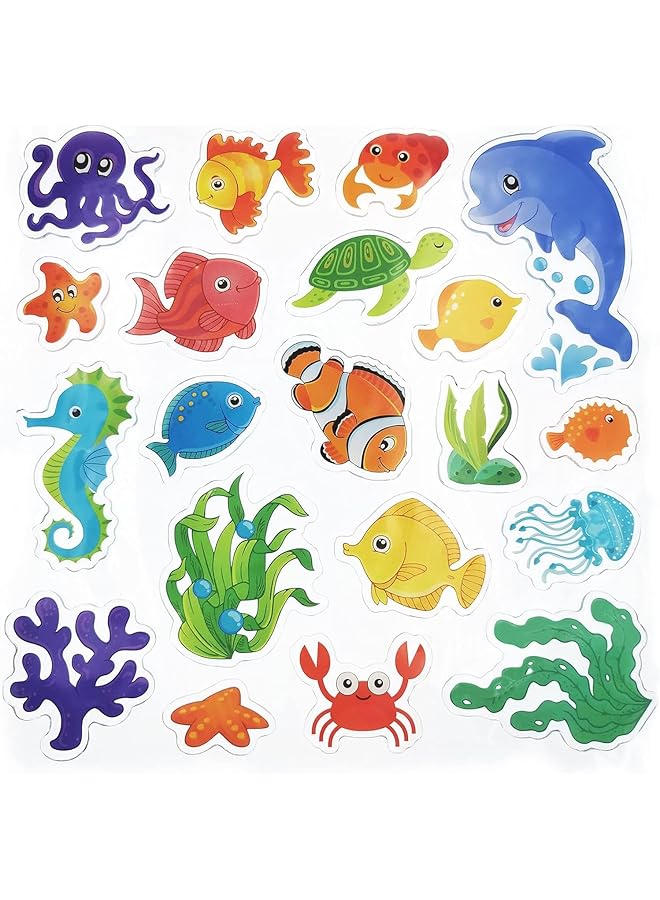 BPA 20 Pieces Sea Animals Thick Gel Clings Ocean Window Gel Clings ...