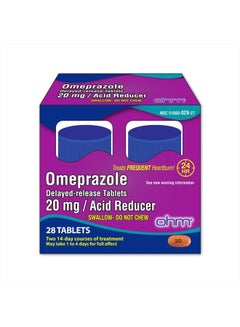 Ohm Omeprazole Tablets, Delayed-Release Tablets, 20mg Acid Reducer, 28 ...