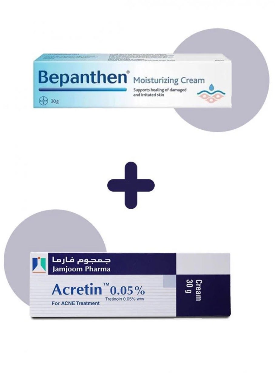 JAMJOOM PHARMA Acretin acne cream 0.05% 30g with bepanthen cream for ...