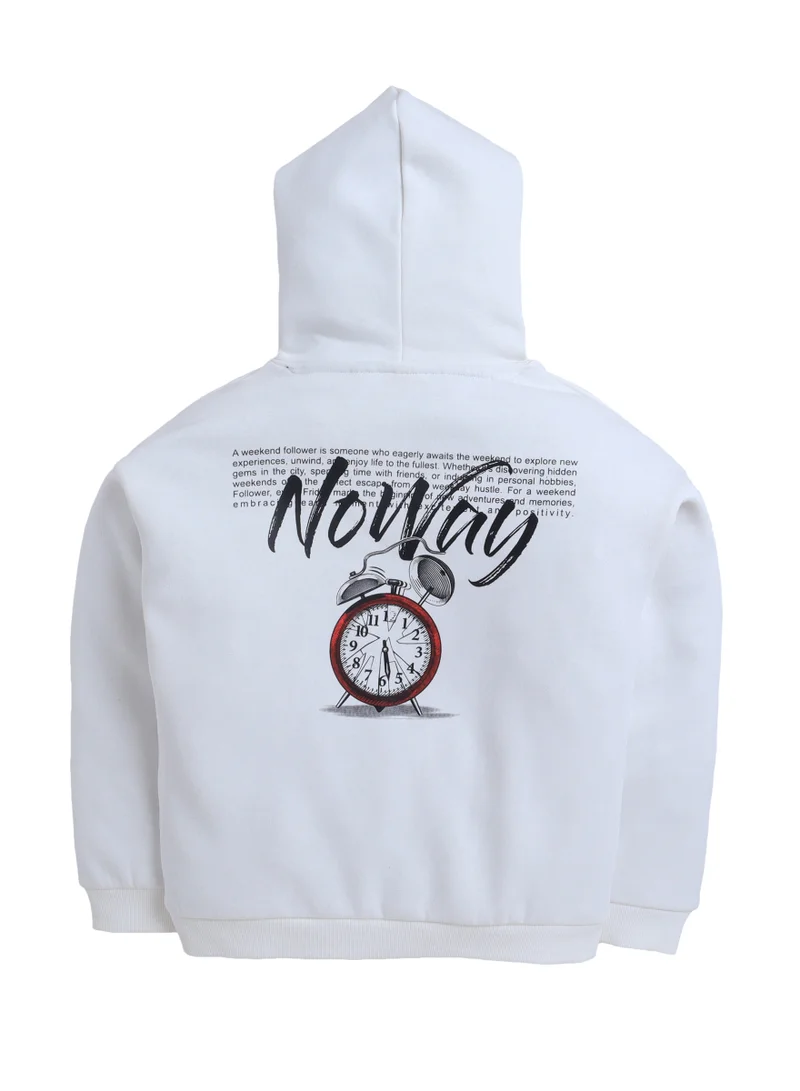 victor and jane Boys' White "No Way Clock" Graphic Hooded Sweatshirt ...