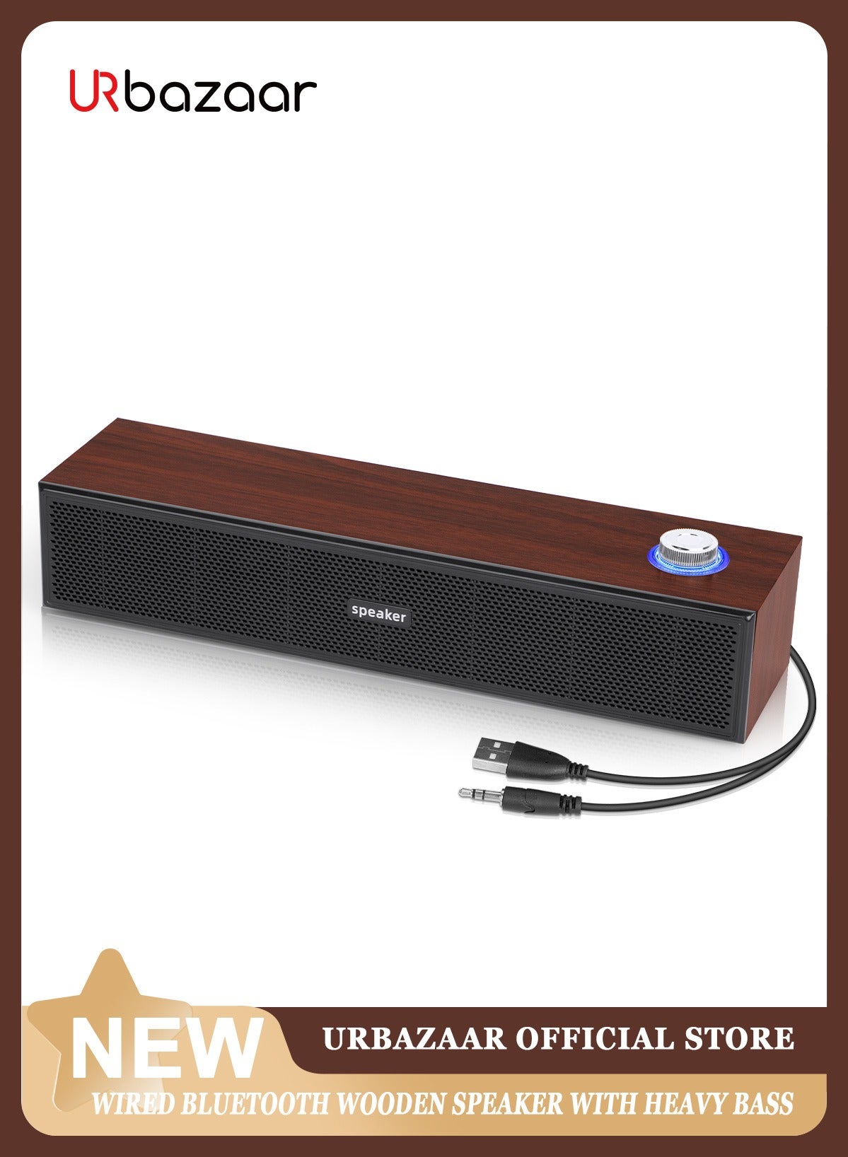 URbazaar Computer Speakers, Wired USB Desktop Speaker, Bluetooth Link, Subwoofer, Stereo Sound ...