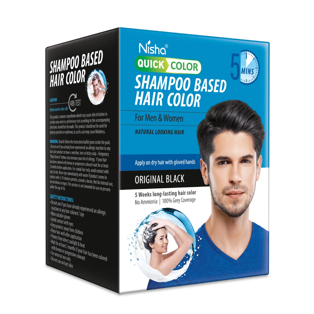 Nisha Nisha Quick Black Hair Dye, Black Hair Color Shampoo, No ammonia ...