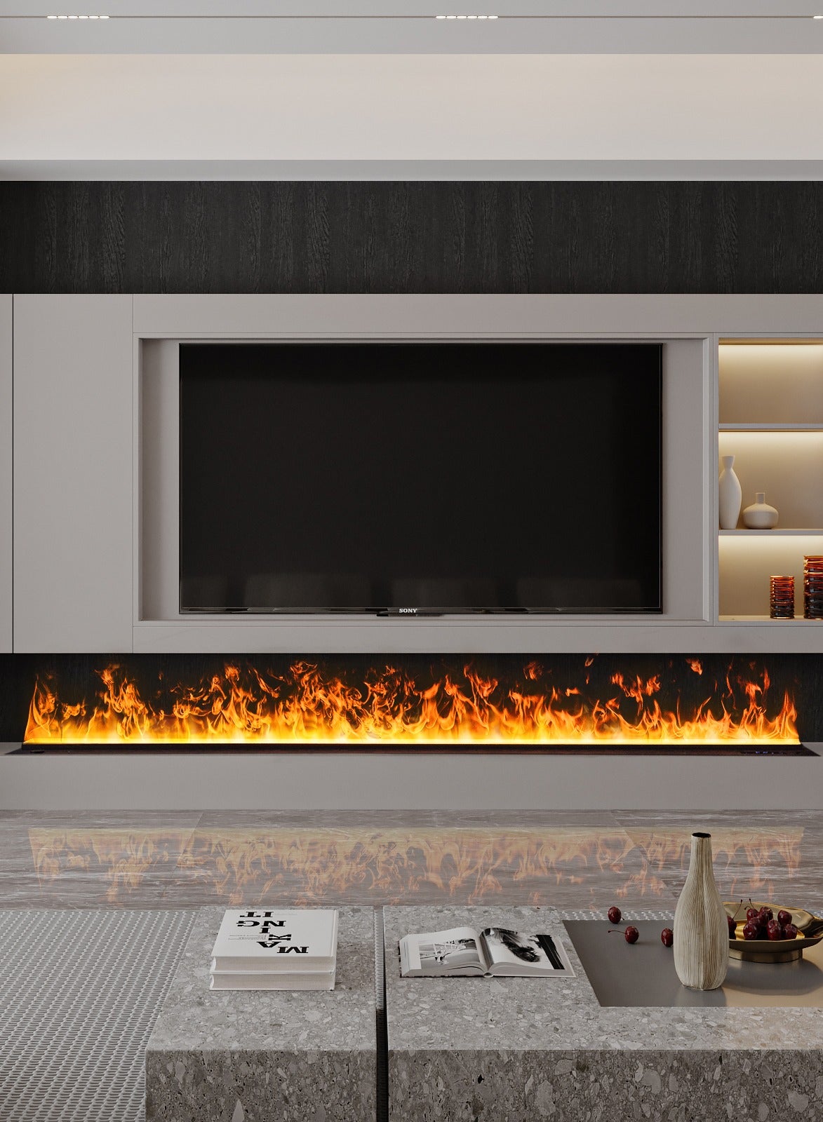 Generic Smart Steam Flame Fireplace Sound Of Firewood Cracking 3D Water ...