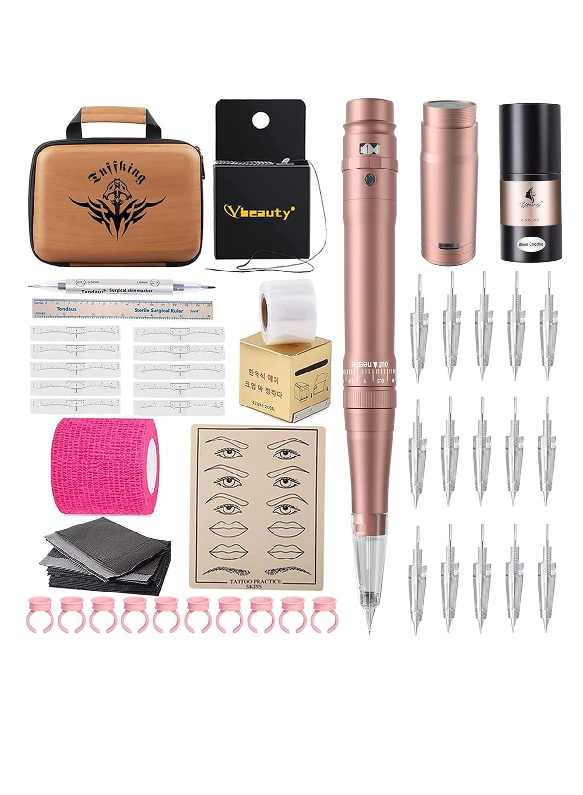 Ybeauty Permanent Eyebrow Makeup Tattoo Machine Kit With 15 pcs ...