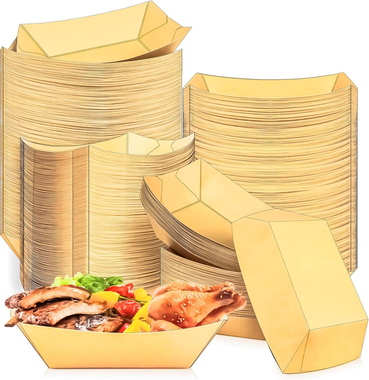 MotBach 200 Pack 3LB Paper Food Boat Trays Disposable Paper Boat ...