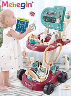 MEBEGIN 24 Pcs Doctor Playset Pretend Toys Medical Kit Toy Cart with ...