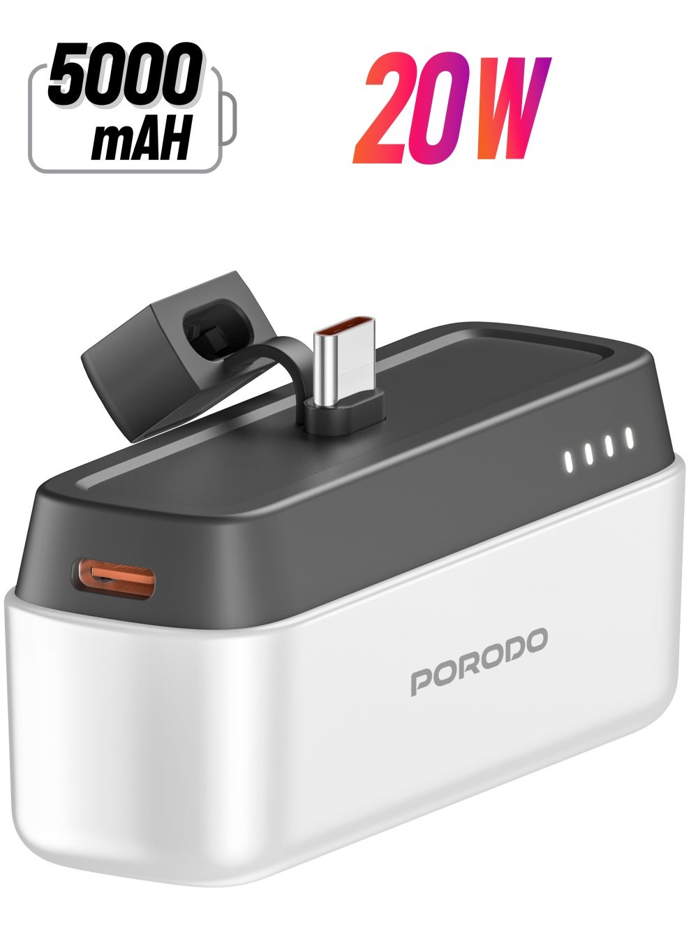 porodo 5000 mAh Power Bank 5000mAh with Type-C Connector 20W Power ...