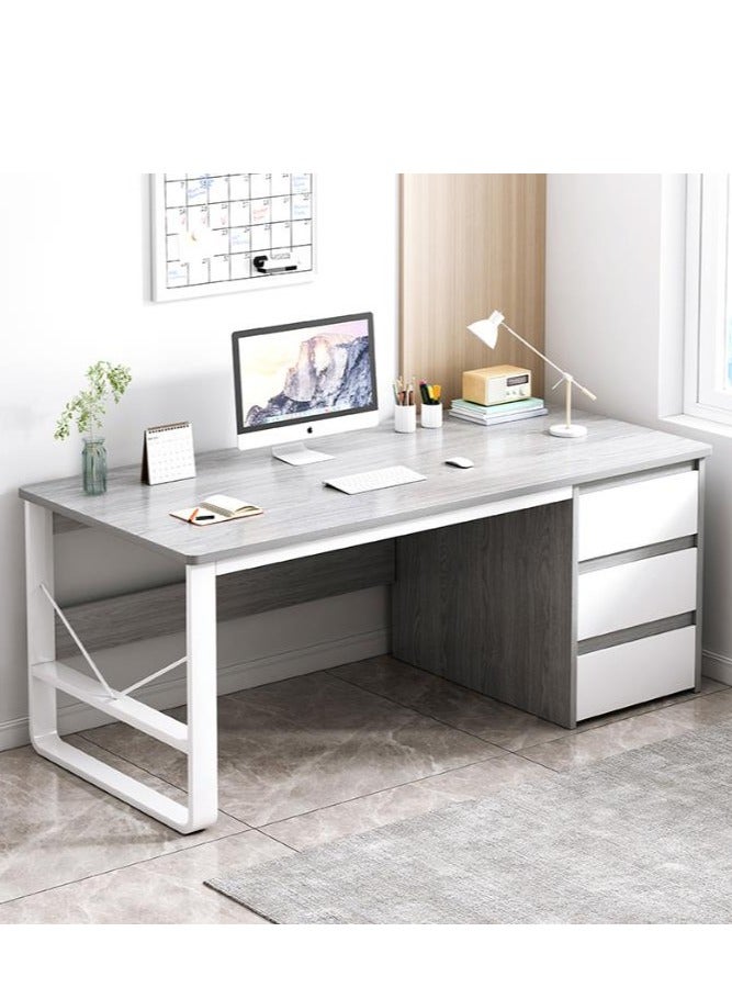Golden Computer Desk with Drawers & Storage Shelves,100*50cm Study Work ...
