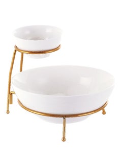 Shallow Chip and Dip Serving Set, 2 Tier Chip and Dip Bowls with Stand ...