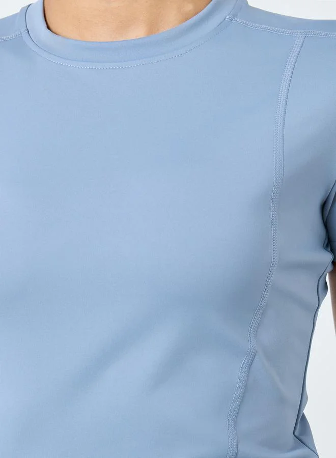 Styli Active Stitch Detail Short Sleeves Top and Leggings Set for Women ...