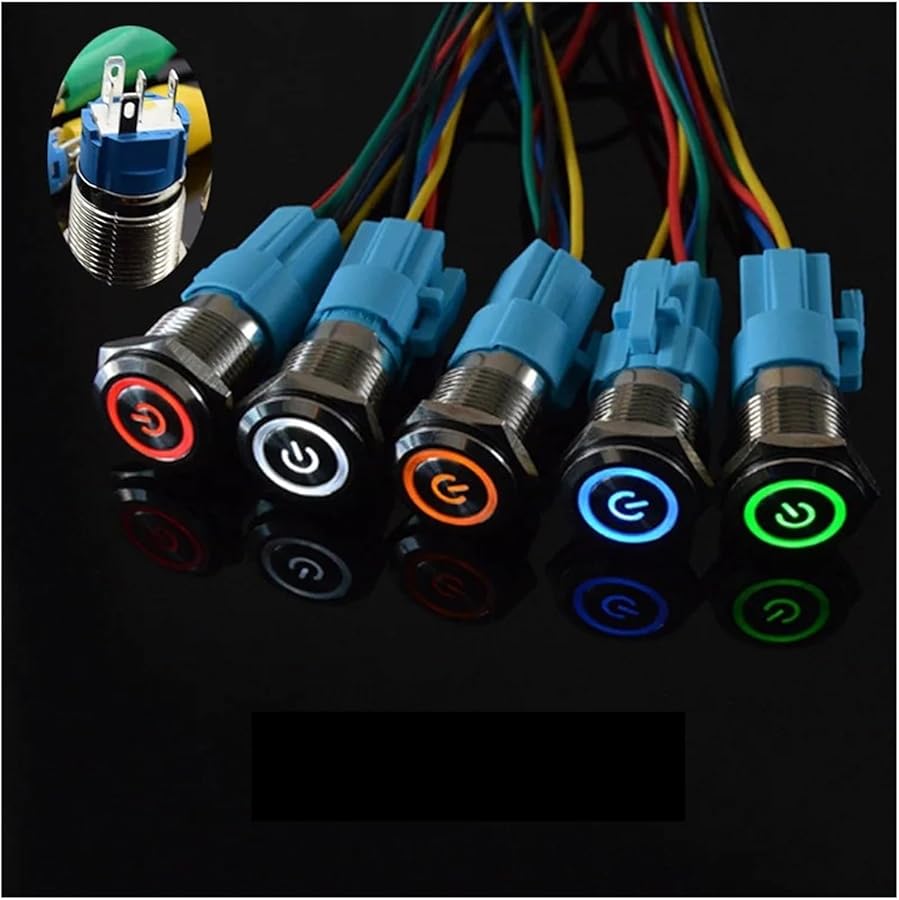 Generic White Reset 12V Metal Push Button Switch LED Light Self Lock ...