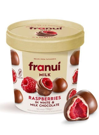 Buy franui Frozen Raspberries in White & Dark Chocolate Tub Online | 15 ...