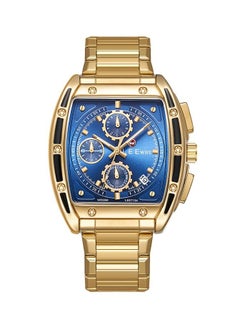 LEEWAS LEEwas Men's Waterproof Quartz Wrist Watch-Blue Dial Gold Strap ...