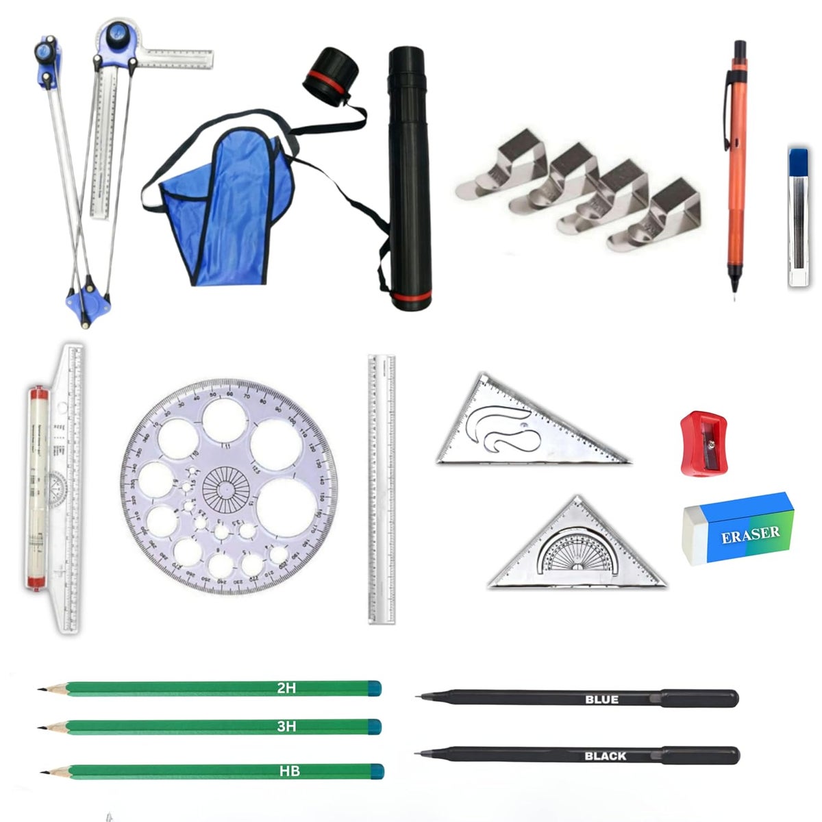 DHAVLO Professional Drawing Kit with Mini Drafter, Scales, Pro Circle ...