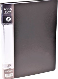 Maxi 30 Pocket A4 Display File Folder Document Sheet Protectors Black ...