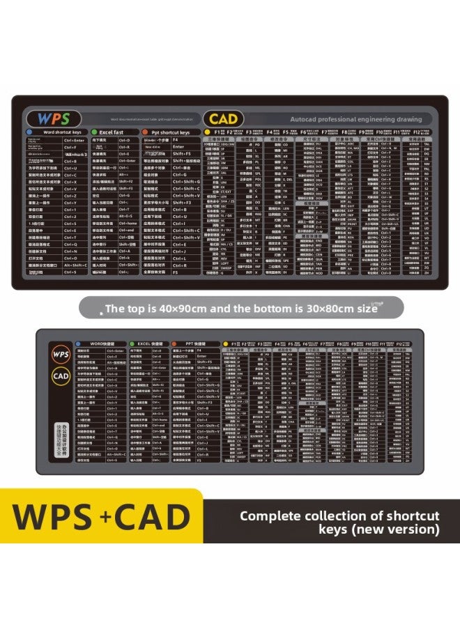 Generic Mouse Pad Extra Large Shortcut Keys Cad Software Excel Function ...