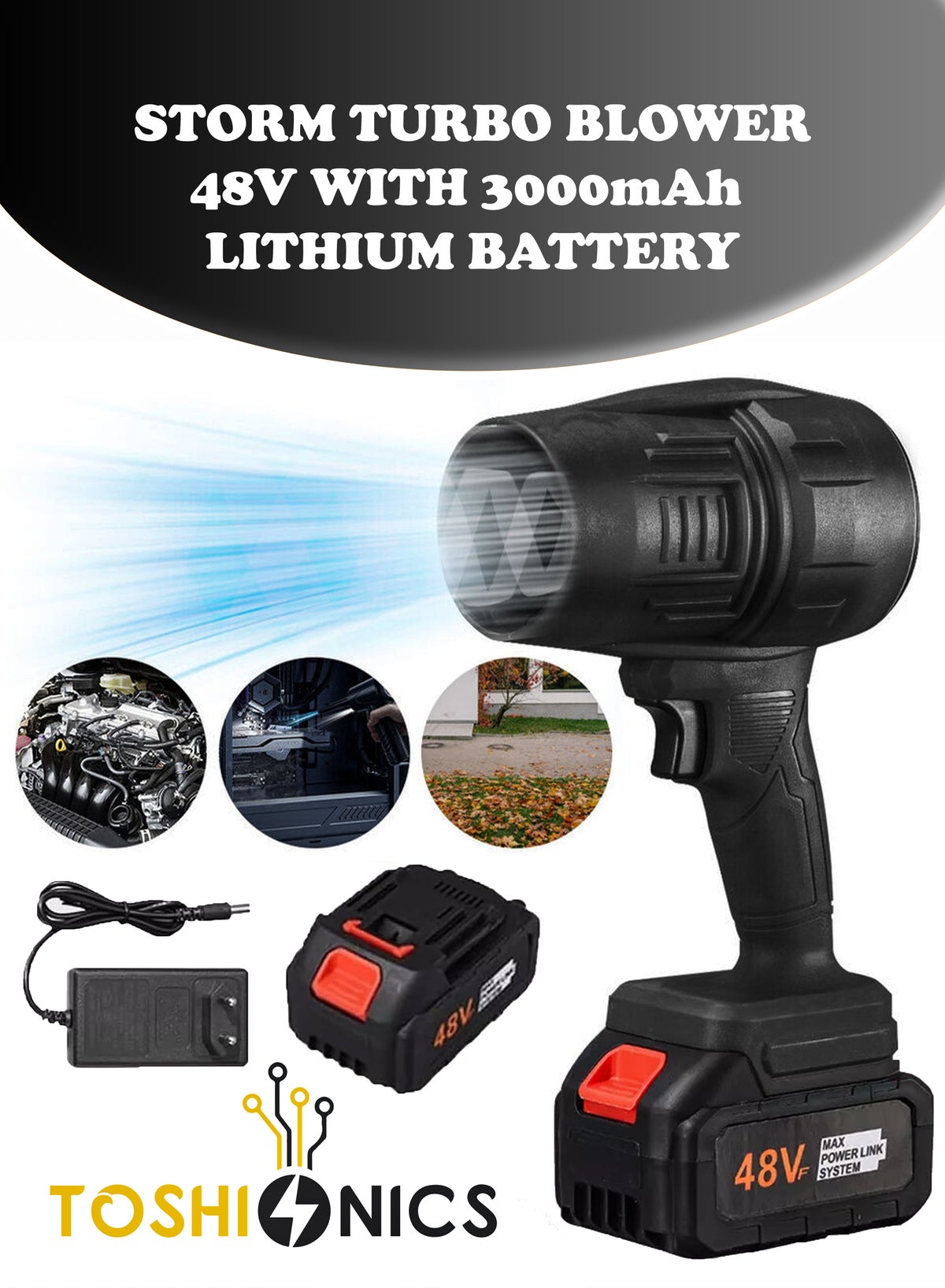 Toshonics Storm Turbo Blower Portable Powered Turbine Fan ...
