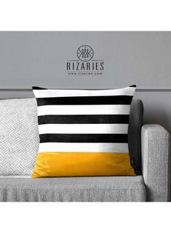 RIZARIES SuperSoft Mustard Black Lines Throw Cushion UAE | Dubai, Abu Dhabi