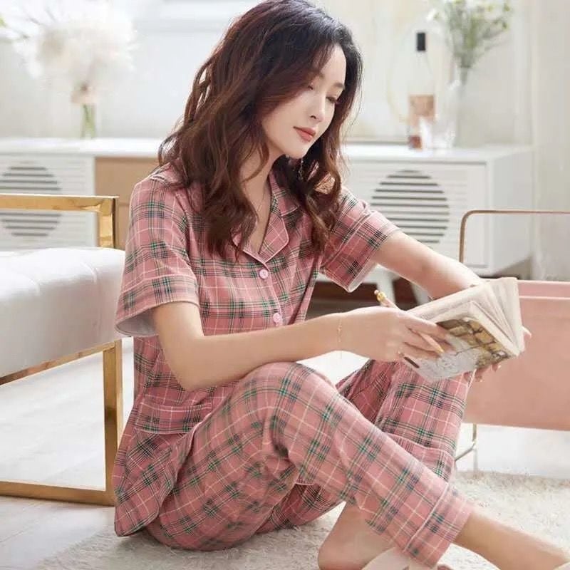 Generic 100% Pure Cotton Pajamas Women'S Summer Short-Sleeved Trousers ...