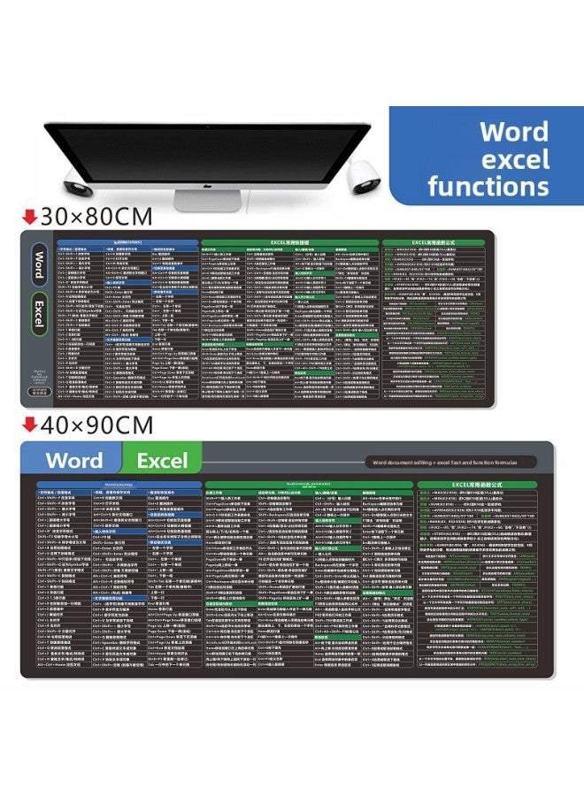 Generic Mouse Pad Extra Large Shortcut Keys Cad Software Excel Function ...
