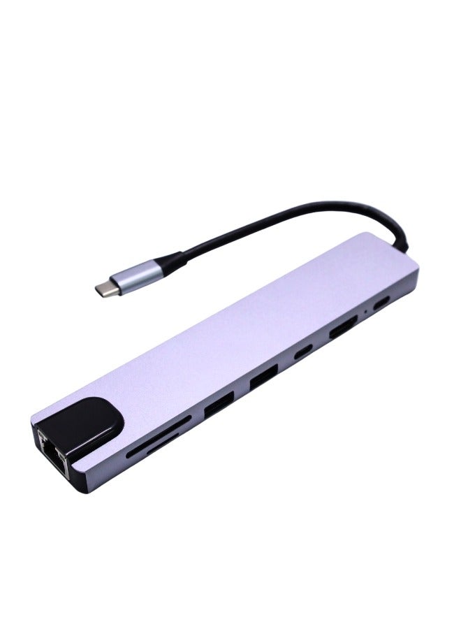 XLT 8 In1 USB C Type C HUB Splitter USB Adapter to 4K Multi USB 3.0 SD ...