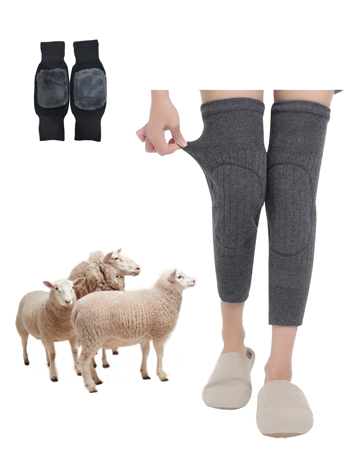 Jourvent Unisex Winter Warm Thicken Cashmere Wool Knee Brace Support ...