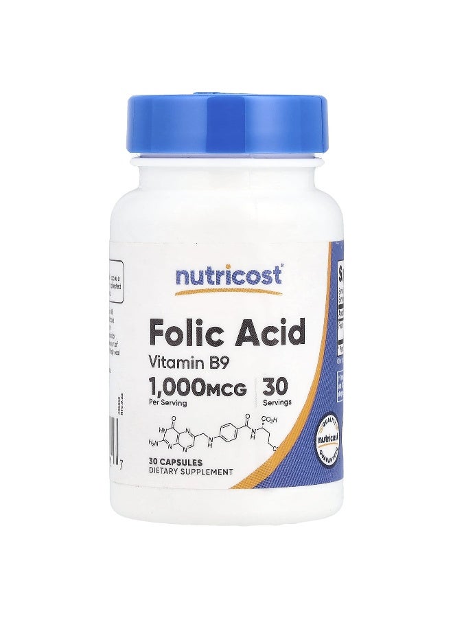 Nutricost Nutricost, Folic Acid, 1,000 mcg, 30 Capsules | Best Price ...