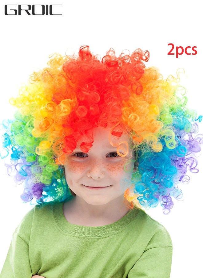GROIC Pack of 2 Funny Clown Curly Wigs,Explosion Head Curly Hair ...