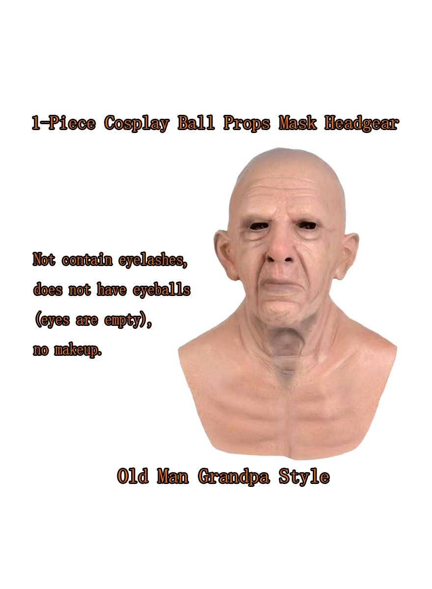 Generic 1-Piece Cosplay Props Mask Headgear,Old Man Grandpa Style Full ...