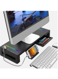 Sharpdo RGB Monitor Stand Riser Laptop Holder with 4 USB Hubs Storage ...