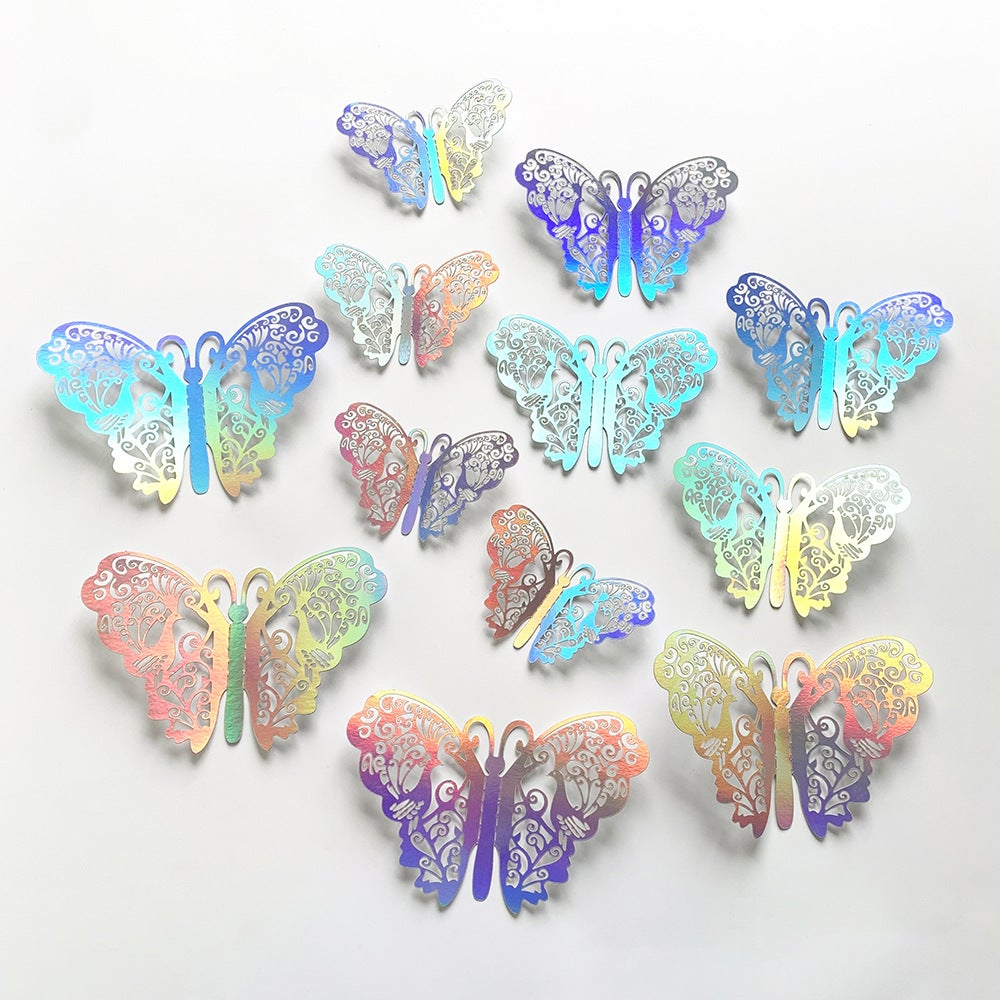 Generic 12-Pack 3D Colorful Silver Butterflies Wedding Festival Party ...