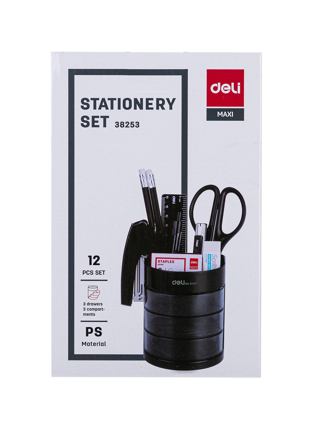 Deli Multi Functional Desktop Stationery Set Combo with Stand 12 PCS ...