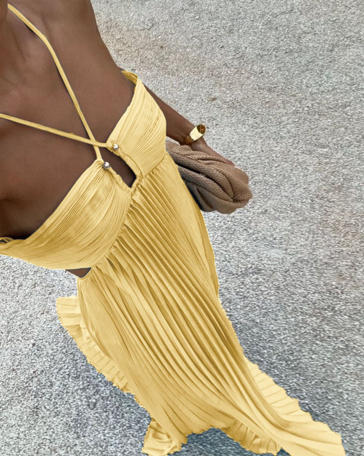 Generic 25 Summer Solid Color Tube Pleated Sleeveless Sling Dress ...