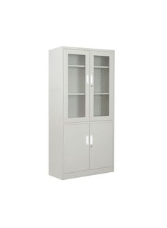 KARNAK Glass Steel Metal Cabinet Cupboard With Book Shelves Silver UAE ...