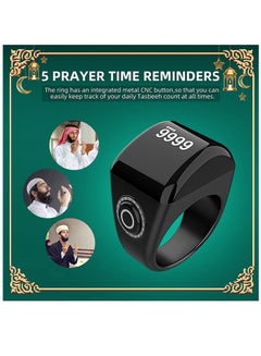Pretocter Smart Tasbih Prayer Counter, IP7 Waterproof Smart Qibla Ring ...