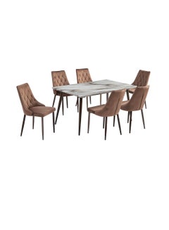 Rahaty Store Marble dining table with metal legs and 6 chairs KSA ...