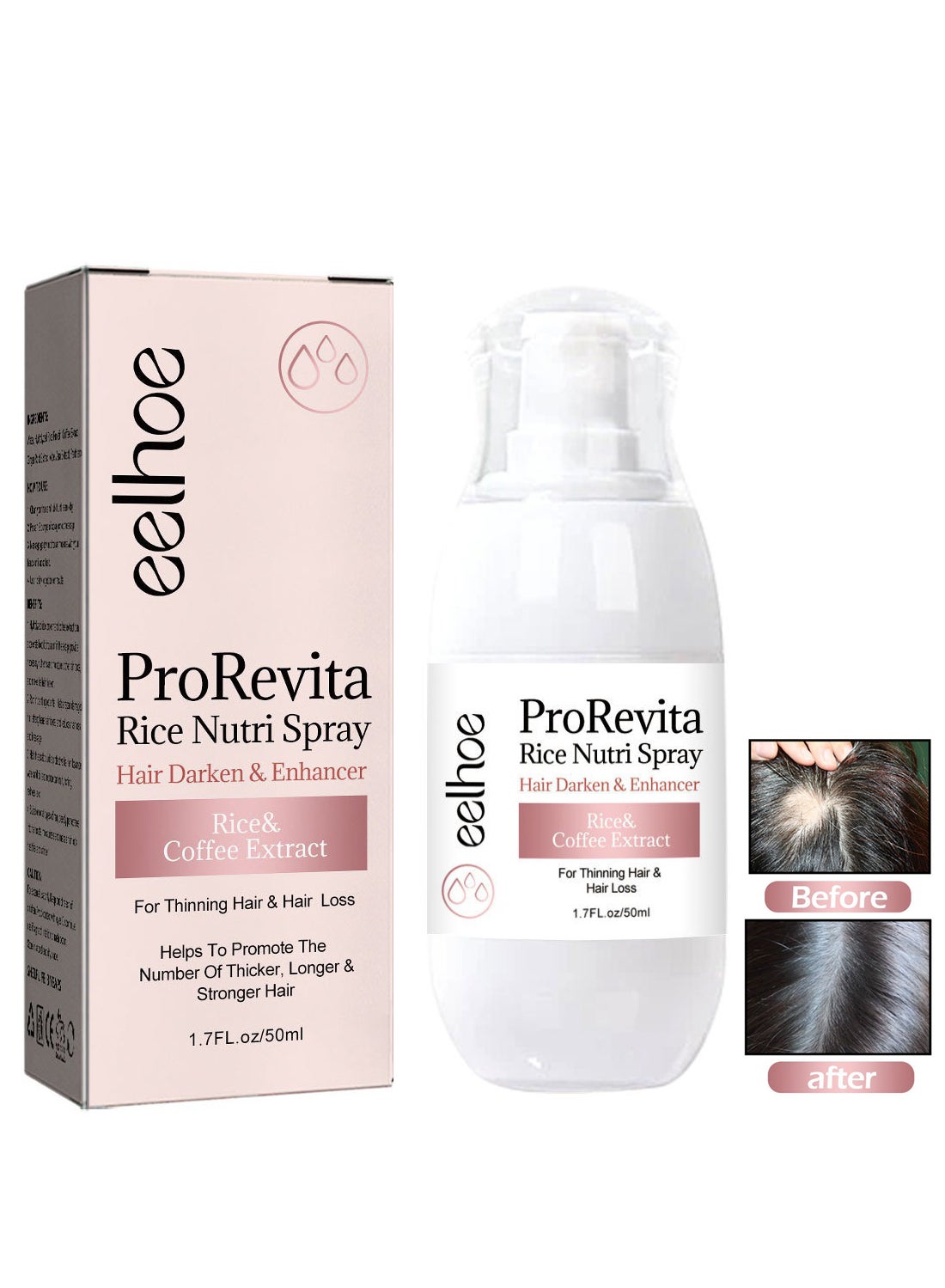 EELHOE ProRevita Rice Nutri Spray for Thinning Hair, Natural ...