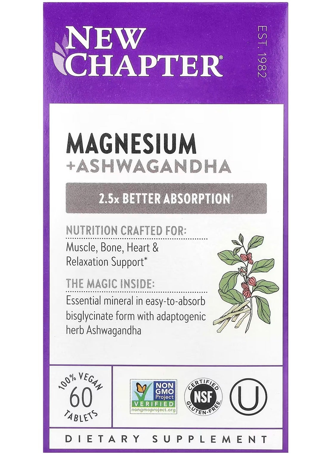New Chapter Magnesium + Ashwagandha, 60 Vegan Tablets | Best Price UAE ...