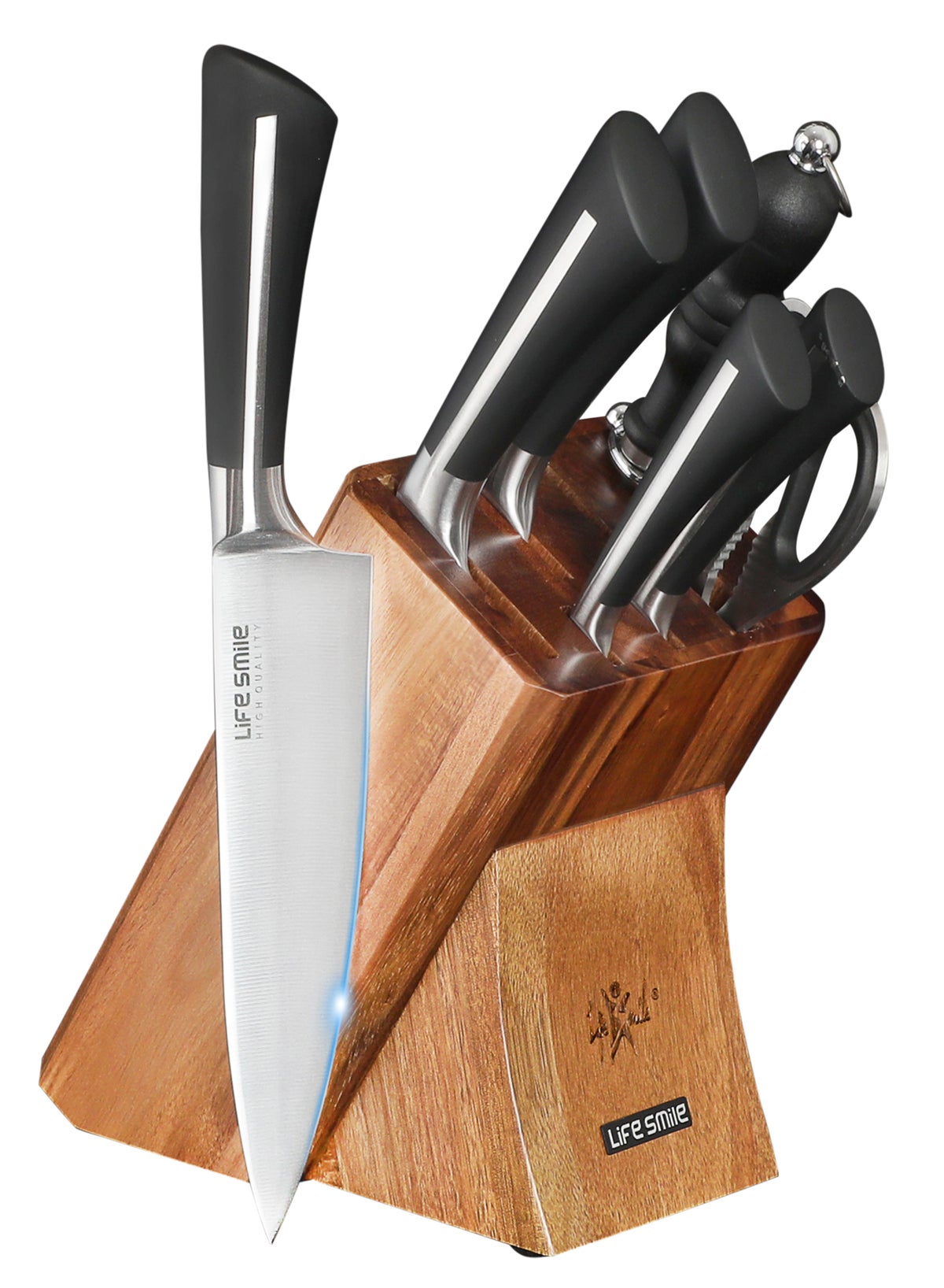 Life Smile Kitchen Knife Set -Professional 8 PCS Knife Set With Wood ...