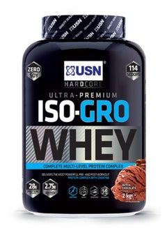 USN USN ISO-GRO Chocolate 2kg, Ultra Premium Whey Protein Powder ...